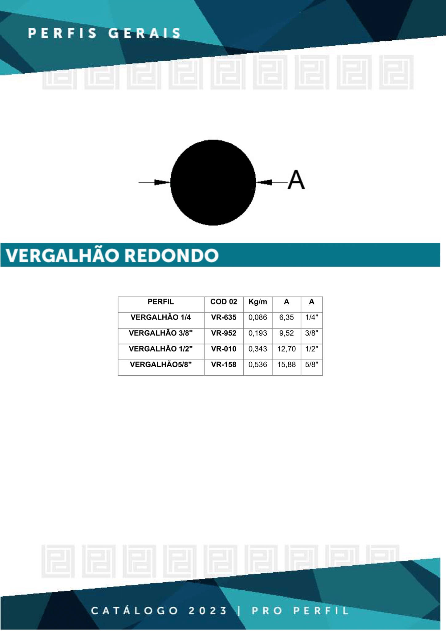 Properfil Vr 010 VergalhÃo Redondo 12 7mm
